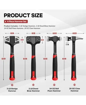 XDOVET Hammer Set Carbon Steel Rubber Grip