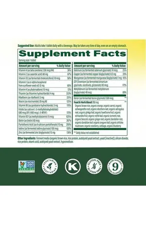 MEGAFOOD One Daily Multivitamin For 40+ With Methylated B12, Methylfolate. Vegetarian