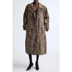 Saint Laurent Print Nylon Trench Coat - Leopard