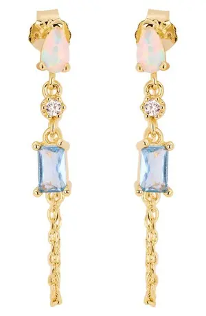 ATHRA LUXE Multi Stone Chain Drop Earrings