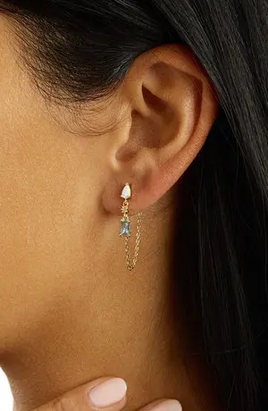 ATHRA LUXE Multi Stone Chain Drop Earrings
