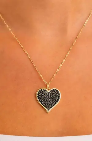 Sterling Forever Cubic Zirconia Heart Pendant Necklace - Gold