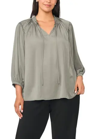 Vince Camuto Raglan Sleeve Peasant Top Emerald Leaf