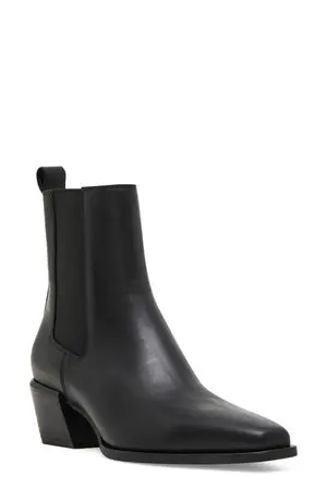 Blondo Dusi Leather Chelsea Block Heel Bootie - Black Leather