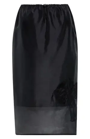 Cecilie Bahnsen Bria Embroidered Bow Silk Blend Organza Skirt - Black