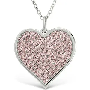 Sterling Forever 14k Plated Cubic Zirconia Heart Pendant Necklace - Silver