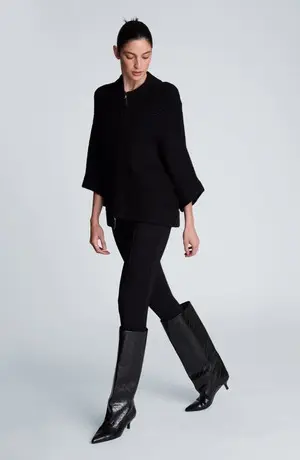KENNETH COLE Dolman Sleeve Zip Cardigan - Black