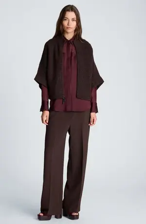 KENNETH COLE Dolman Sleeve Zip Cardigan - Medium Bark Heather
