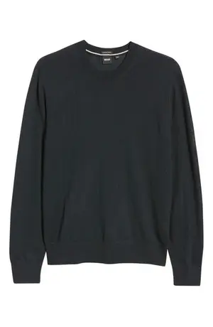 BOSS H-leno Virgin Wool Crewneck Sweater - Black