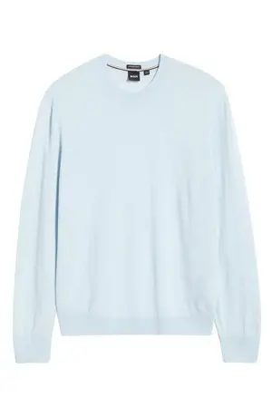 BOSS H-leno Virgin Wool Crewneck Sweater - Open Blue