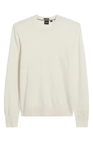BOSS H-leno Virgin Wool Crewneck Sweater - Open White