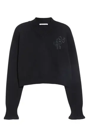 Cecilie Bahnsen Drusilla Embroidered Bow Wool Sweater
