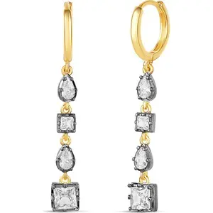 SHYMI Two Tone Multi Shape Drop Earrings With Cubic Zirconia - Gold/black