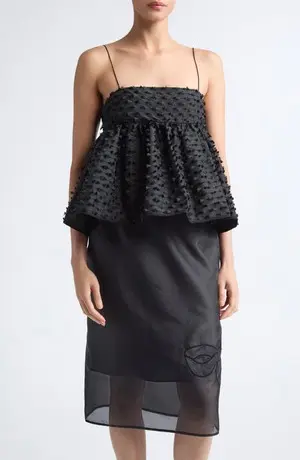 Cecilie Bahnsen Babette Embroidered Jacquard Camisole Top - Black