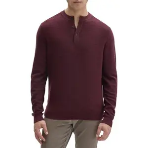Robert Barakett Aranda Merino Wool Henley Sweater - Deep Bordeaux