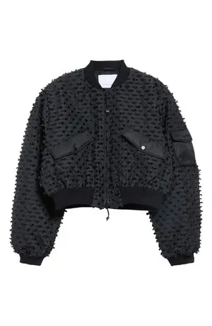 Cecilie Bahnsen Callie Embroidered Crop Bomber Jacket
