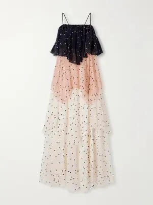 Aje Songstress Polka-dot Organza Tiered Maxi Dress - Multi