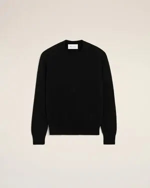 AMI Paris Crewneck Cashmere Sweater With De Coeur Embroidery - Black