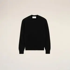 AMI Paris Crewneck Cashmere Sweater With De Coeur Embroidery - Black
