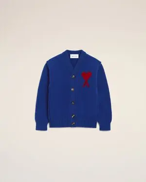 AMI Paris Blue Wool Cardigan