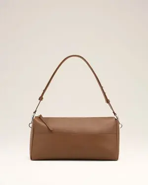 AMI Paris Brown Cow Leather Carrousel Zipped Bag Brown