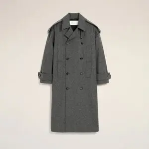 AMI Paris Wool Trench Coat - Carbon Grey