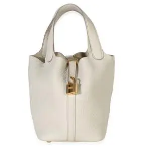 HERMÈS Craie Clemence Picotin Lock 18 GHW