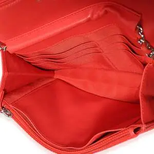Chanel Quilted Patent Leather Wallet On Chain - Orange