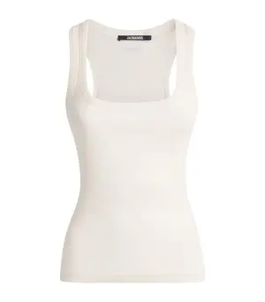 Jacquemus Cotton Ribbed Tank Top - White