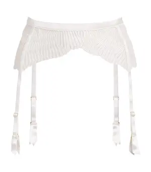 COCO DE MER Stretch-silk Lace Athena Suspenders - Ivory