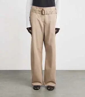 Acne Studios Cotton Belted Trousers - Beige