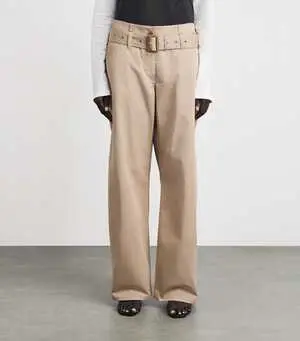 Acne Studios Cotton Belted Trousers - Beige