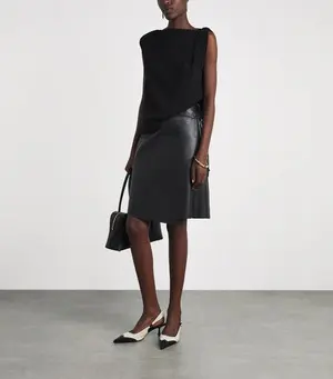 ST. AGNI Leather Wrap Midi Skirt