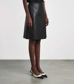 ST. AGNI Leather Wrap Midi Skirt