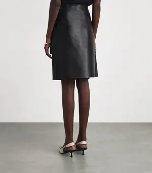 ST. AGNI Leather Wrap Midi Skirt