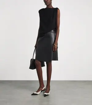 ST. AGNI Leather Wrap Midi Skirt