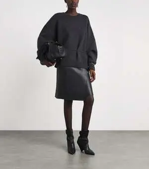 ST. AGNI Merino Wool Belted Sweater - Black