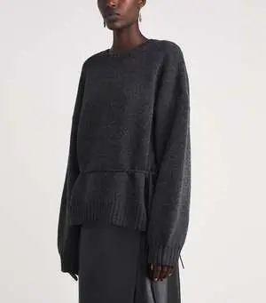 ST. AGNI Merino Wool Belted Sweater - Black