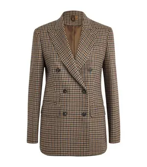 Max Mara Virgin Wool Checked Blazer - Beige