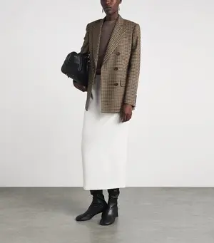 Max Mara Virgin Wool Checked Blazer - Beige