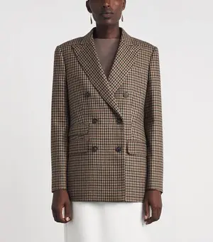 Max Mara Virgin Wool Checked Blazer - Beige