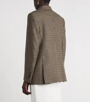 Max Mara Virgin Wool Checked Blazer - Beige