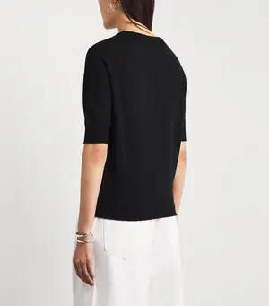 7 For All Mankind Cashmere Pointelle Short-sleeve Sweater