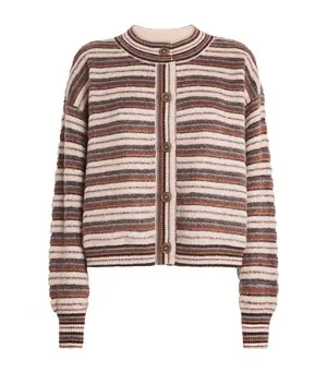 FRAME Mohair-blend The Femme Stripe Cardigan - Blue
