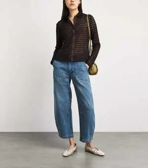 FRAME Satin-collar Bubble-stitch Shirt
