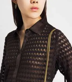 FRAME Satin-collar Bubble-stitch Shirt