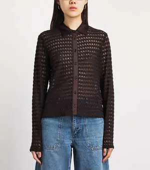 FRAME Satin-collar Bubble-stitch Shirt