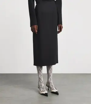 Alessandra Rich Virgin Wool-blend Midi Pencil Skirt