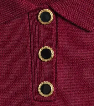 Alessandra Rich Virgin Wool Open-knit Polo Shirt