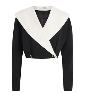 Alessandra Rich Virgin Wool-blend Cropped Blazer